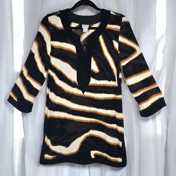 Chico's | Tops | Chicos Travelers Tunic Top Womens 81 Zebra Animal ...